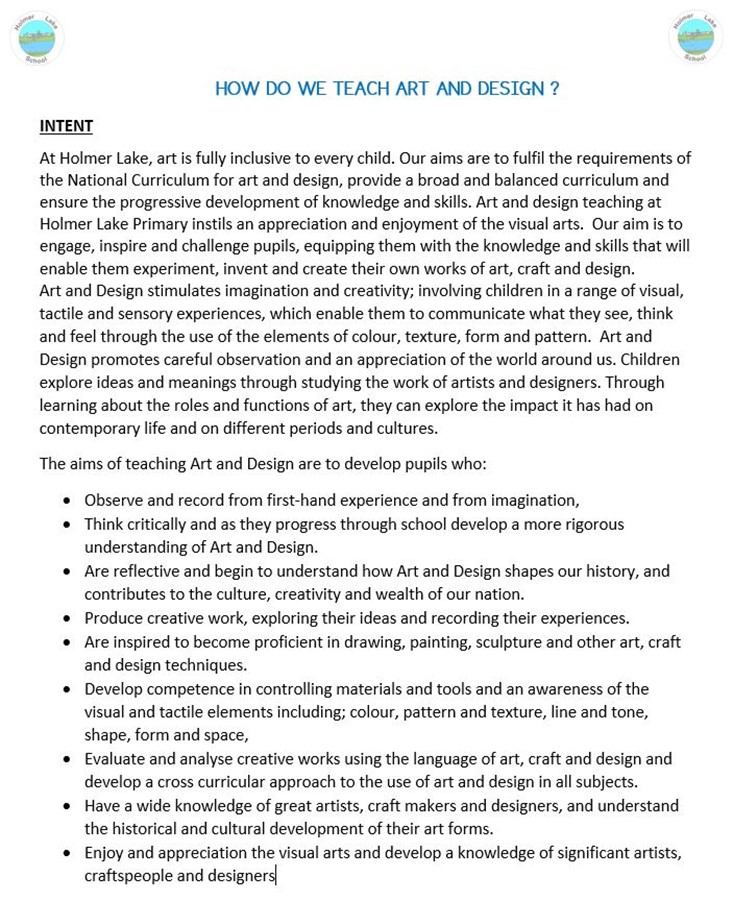 Art and Design | Holmer Lake Primary School